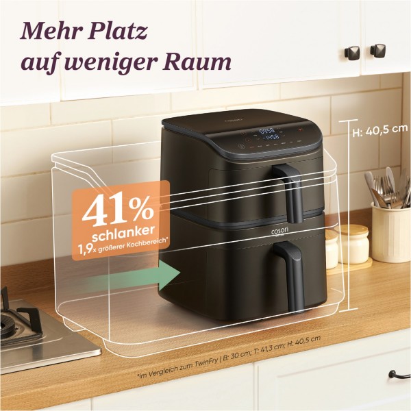 COSORI Turbo Tower 10,8L CAF-DC121-ADER Heißluft-Fritteuse dunkelgrau ...