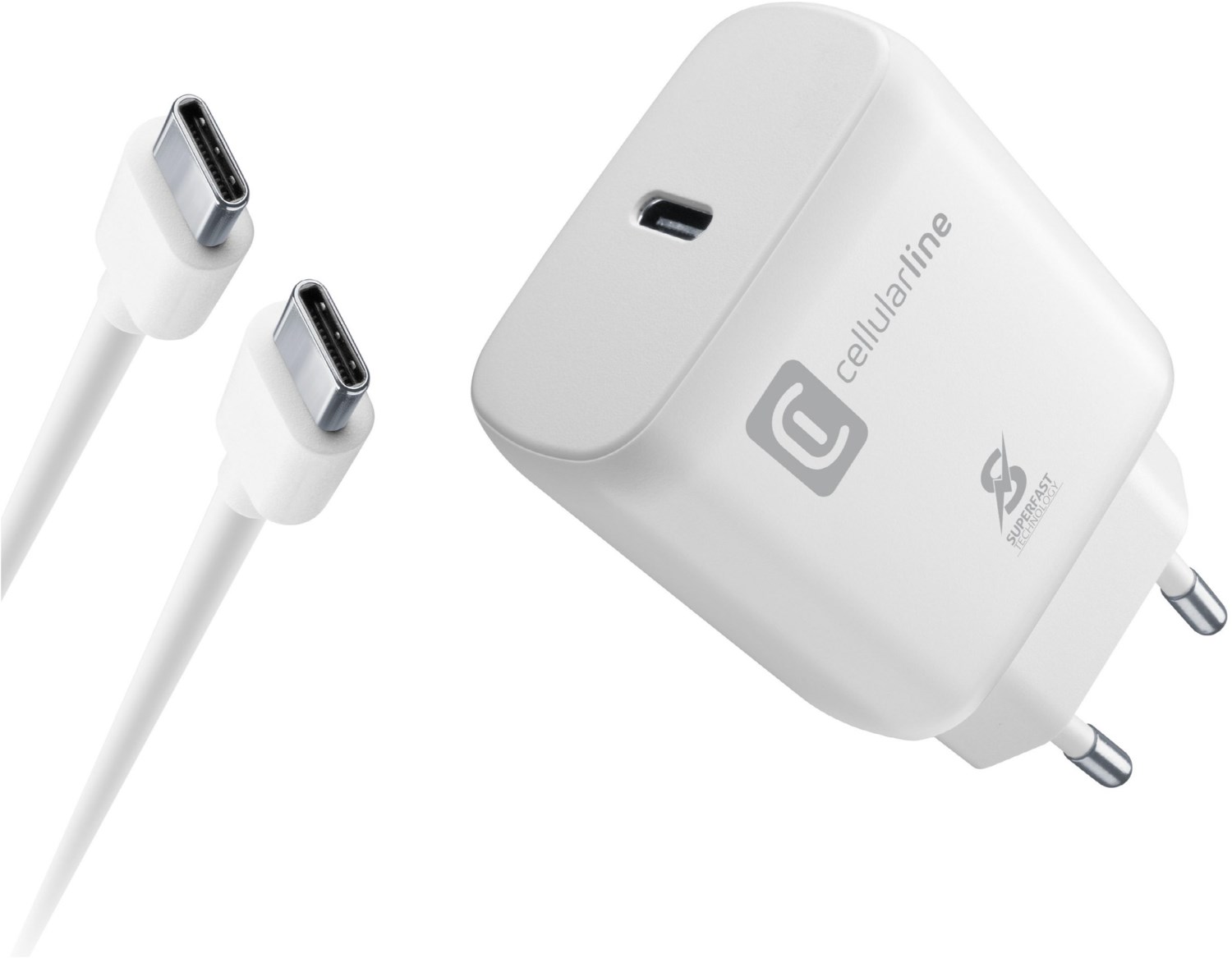 Cellular Line USB Type-C Ladegerät (25W) inkl. USB Type-C Kabel weiß | EURONICS