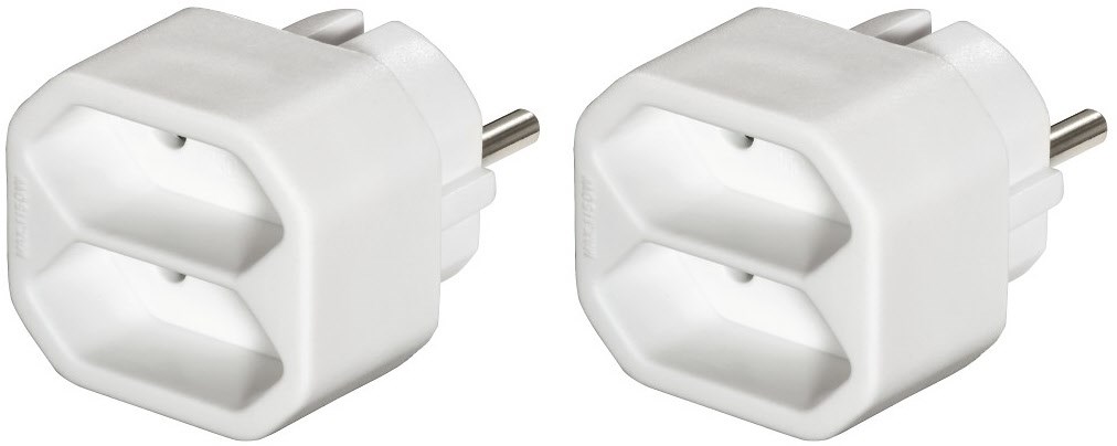 Hama Steckdosenadapter 2-fach Doppelpack 2x Euro-Steckdose weiß | EURONICS