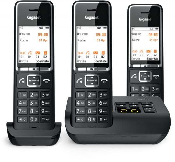 Gigaset Comfort 550A trio Schnurlostelefon mit Anrufbeantworter schwarz ...