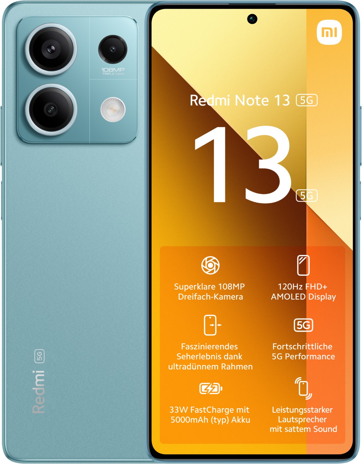 Xiaomi Redmi Note 13 5G (8GB+256GB) Smartphone ocean teal | EURONICS