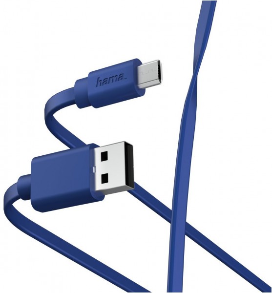 Hama Flat USB-A - Micro-USB (1m) Sync- und Ladekabel blau | EURONICS